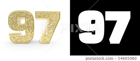 Golden number ninety seven (number 97) on white - Stock Illustration ...
