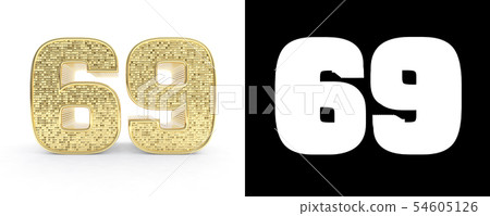 Golden number sixty nine (number 69) on white - Stock Illustration ...