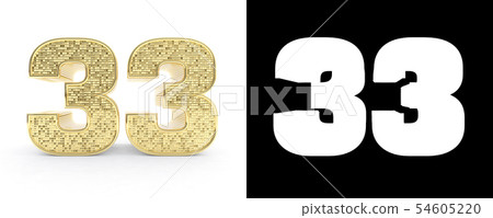 Golden number thirty three (number 33) on white - Stock Illustration ...