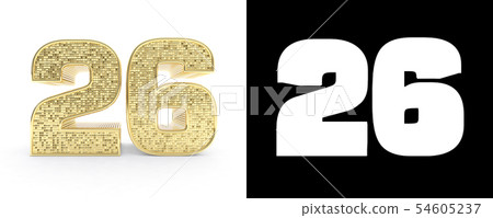 Golden number twenty six (number 26) on white - Stock Illustration ...