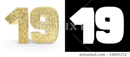 Golden number nineteen (number 19) on white - Stock Illustration ...