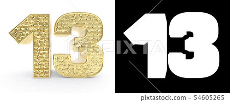 Golden number thirteen (number 13) on white - Stock Illustration ...