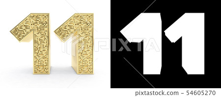 Golden number eleven (number 11) on white - Stock Illustration ...