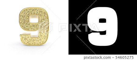 Golden number nine (number 9) on white background - Stock Illustration ...