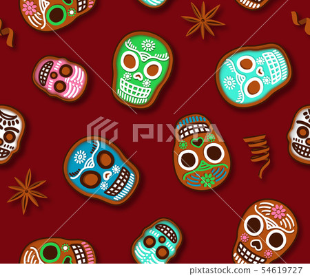 Gingerbread Cookies as Mexican Skulls - Stock Illustration [54619727 ...