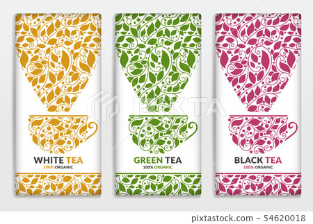 Green, yellow and red tea packaging design. - Stock Illustration ...