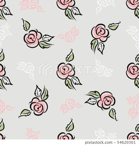 Seamless pattern. Floral print. Roses. Decorative. - Stock Illustration ...