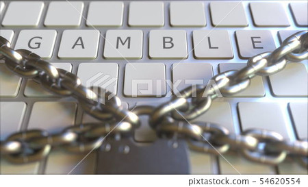 Padlock with chains on the keyboard with GAMBLE... - Stock Illustration ...