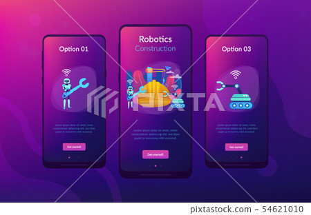 Robotics construction app interface template. - Stock Illustration ...
