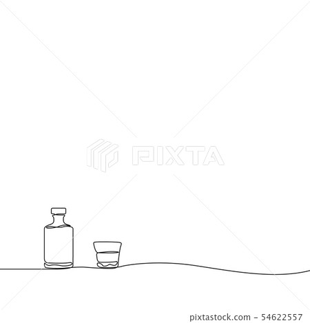 Continuous line drawing Whiskey and a glass.... - Stock Illustration ...