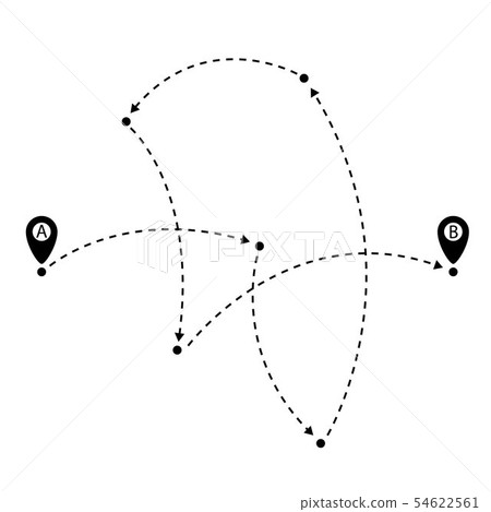Way from A to B point, Map pins with trace.... - Stock Illustration ...