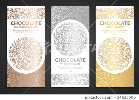Silver and gold set of chocolate bar packaging. - Stock Illustration ...
