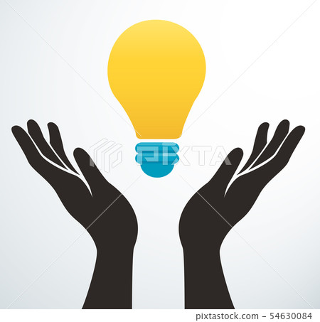 hands holding light bulb icon vector - Stock Illustration [54630084 ...