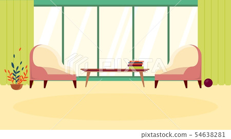 Cartoon Cozy Comfort Waiting Room or Rest Zone - Stock Illustration ...
