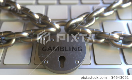 Chains and lock with GAMBLING text on the... - Stock Illustration ...