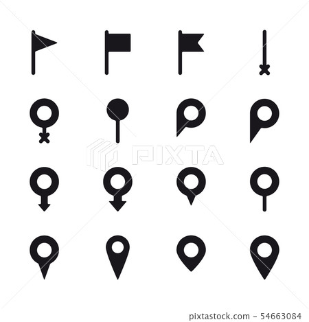 Set of different location mark symbols. Map... - Stock Illustration ...