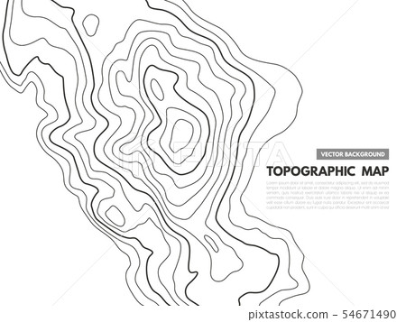 Contour line map. Topographical relief outline,... - Stock Illustration ...