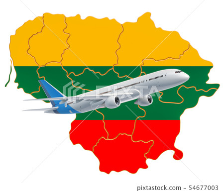 Flights to Lithuania, travel concept. 3D rendering - Stock Illustration ...