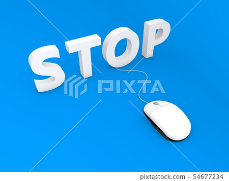 Computer mouse and stop on blue background. - Stock Illustration ...