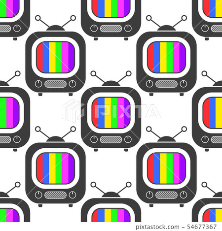 Tv icon in line style seamless pattern background. - Stock Illustration ...
