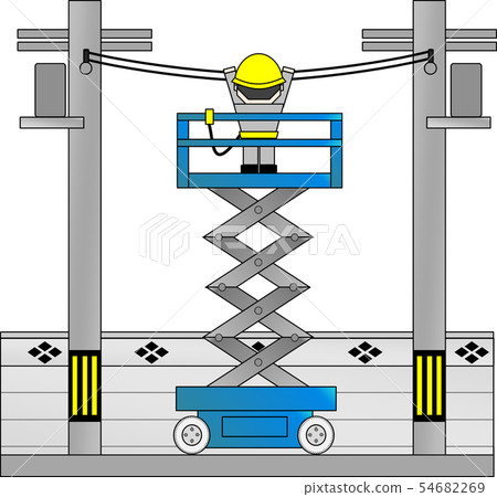 High place work vehicle (during high place work) - Stock Illustration ...