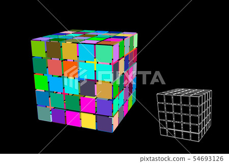 Abstract polygonal cube with cuts. 3d Vector - Stock Illustration ...