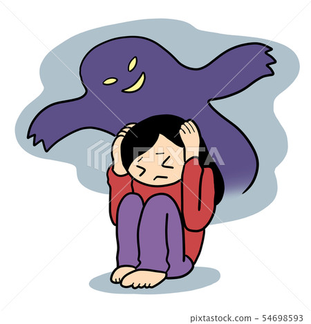 Woman suffering from trauma / Woman suffering... - Stock Illustration ...