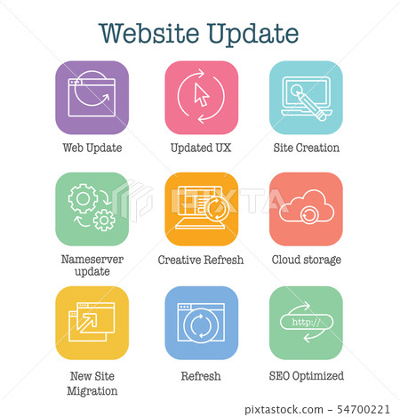 Website Update Icon Set with seo update, site - Stock Illustration ...