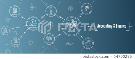 Accountant or Accounting Icon Set & Web Header - Stock Illustration ...