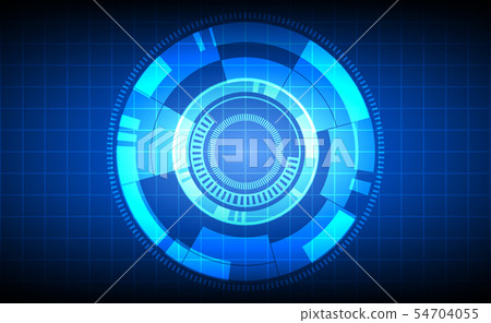 abstract technology circles on blue color - Stock Illustration ...