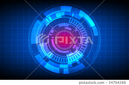 technology circles and grid line on blue color - Stock Illustration ...