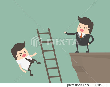 Ruthless Businessman Pushing Down Competitors. - Stock Illustration ...