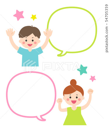 Boy girl speech bubble boy girl speaking - Stock Illustration [54705359 ...