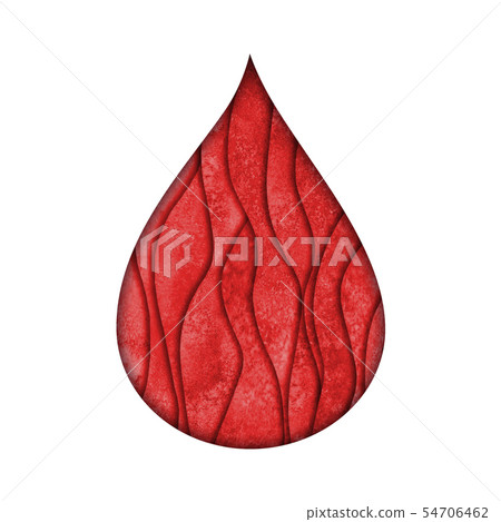 Blood drop shape paper cut 3d style. Watercolour - Stock Illustration ...