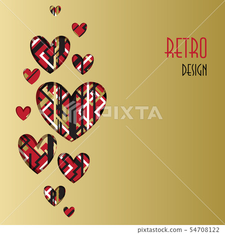 Retro love card. Heart design with golden - Stock Illustration ...