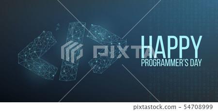 Happy programmer day banner with code symbol in...-插圖素材 [54708999 ...