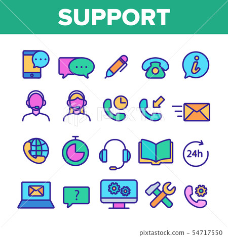 Client Support Vector Thin Line Icons Set - Stock Illustration ...