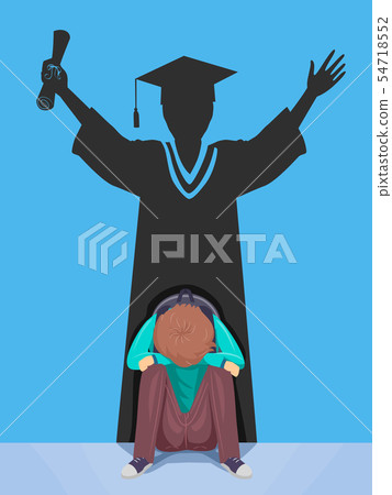 Teen Boy Drop Out Graduate Shadow Illustration-插圖素材 [54718552] - PIXTA圖庫