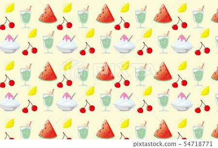 Summer food pattern wallpaper - Stock Illustration [54718771] - PIXTA