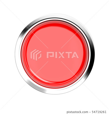 Red push button. Alarm sign, top view. 3d... - Stock Illustration ...