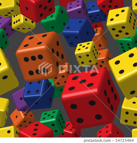 Rainbow Color Dice Seamless Pattern, 3D... - Stock Illustration ...