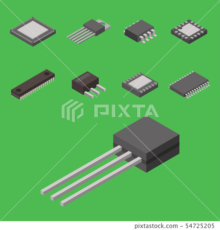 Microchip computer isometric chip technology... - Stock Illustration ...