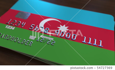 Plastic bank card featuring flag of Azerbaijan.... - Stock Illustration ...