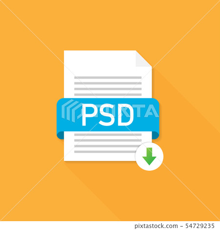 Download PSD button. Downloading document concept. - Stock Illustration ...