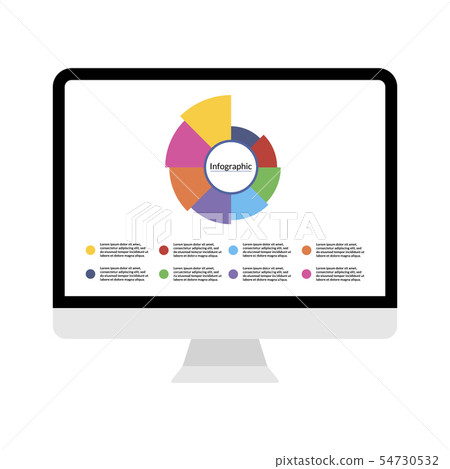 Modern computer display with Infographic... - Stock Illustration ...