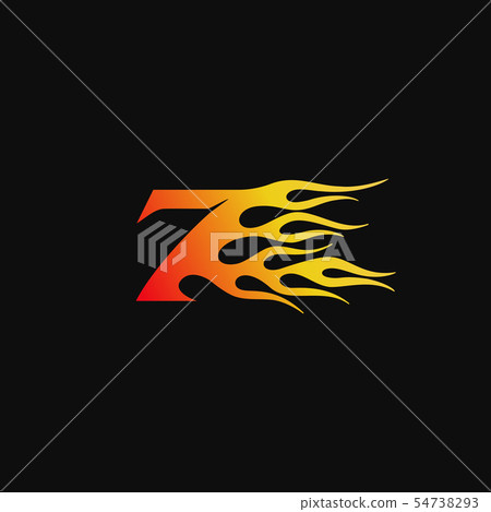 Number 7 Burning flame logo design template - Stock Illustration ...