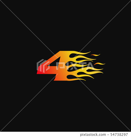 Number 4 Burning flame logo design template - Stock Illustration ...