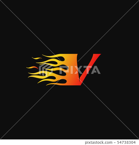 letter V Burning flame logo design template - Stock Illustration ...
