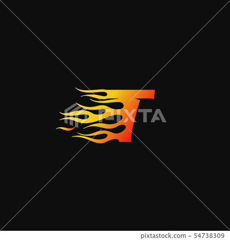 letter T Burning flame logo design template - Stock Illustration ...