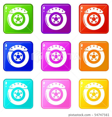 Brake shoe icons set 9 color collection - Stock Illustration [54747381 ...